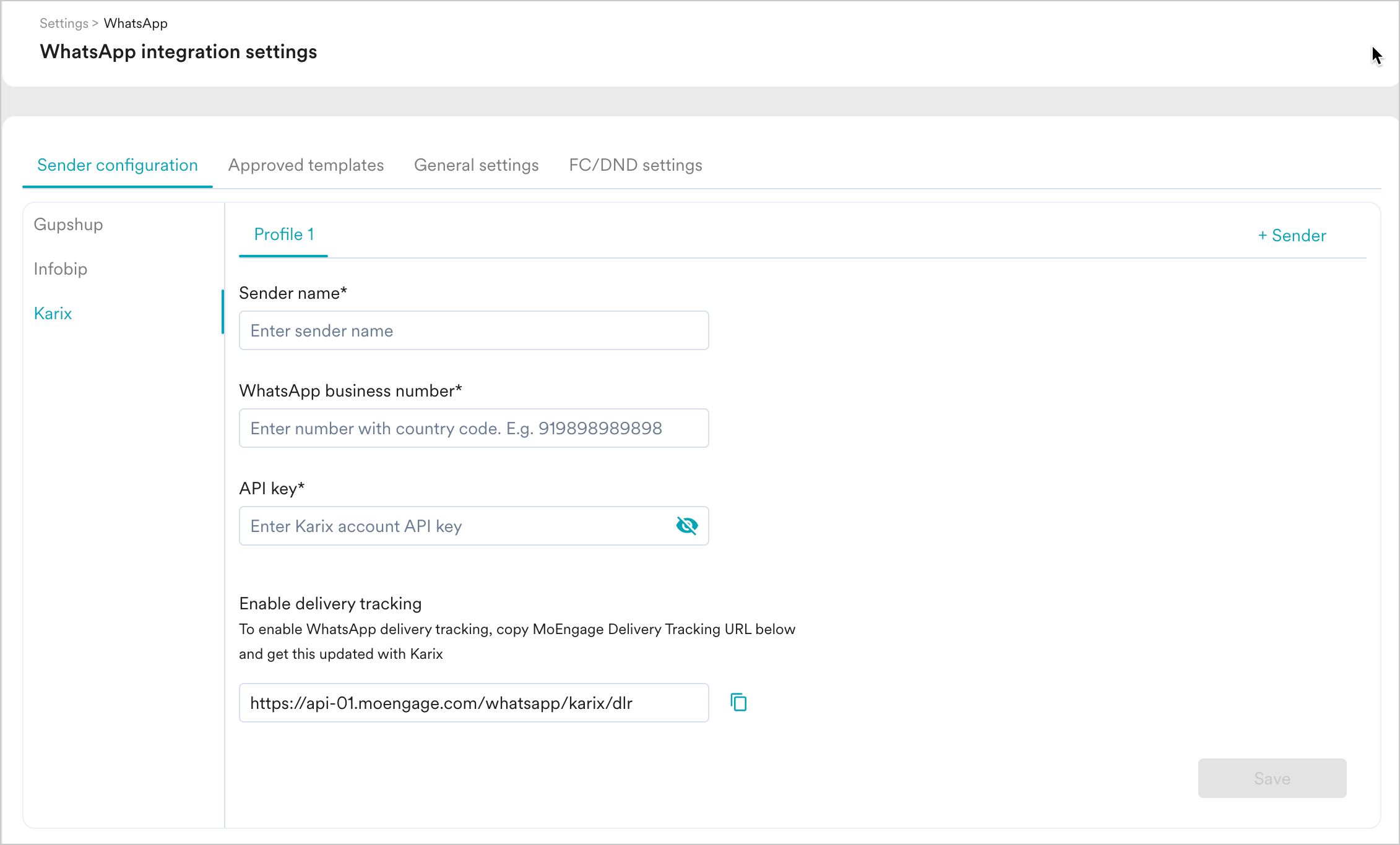 Configure Karix – Partner Integrations