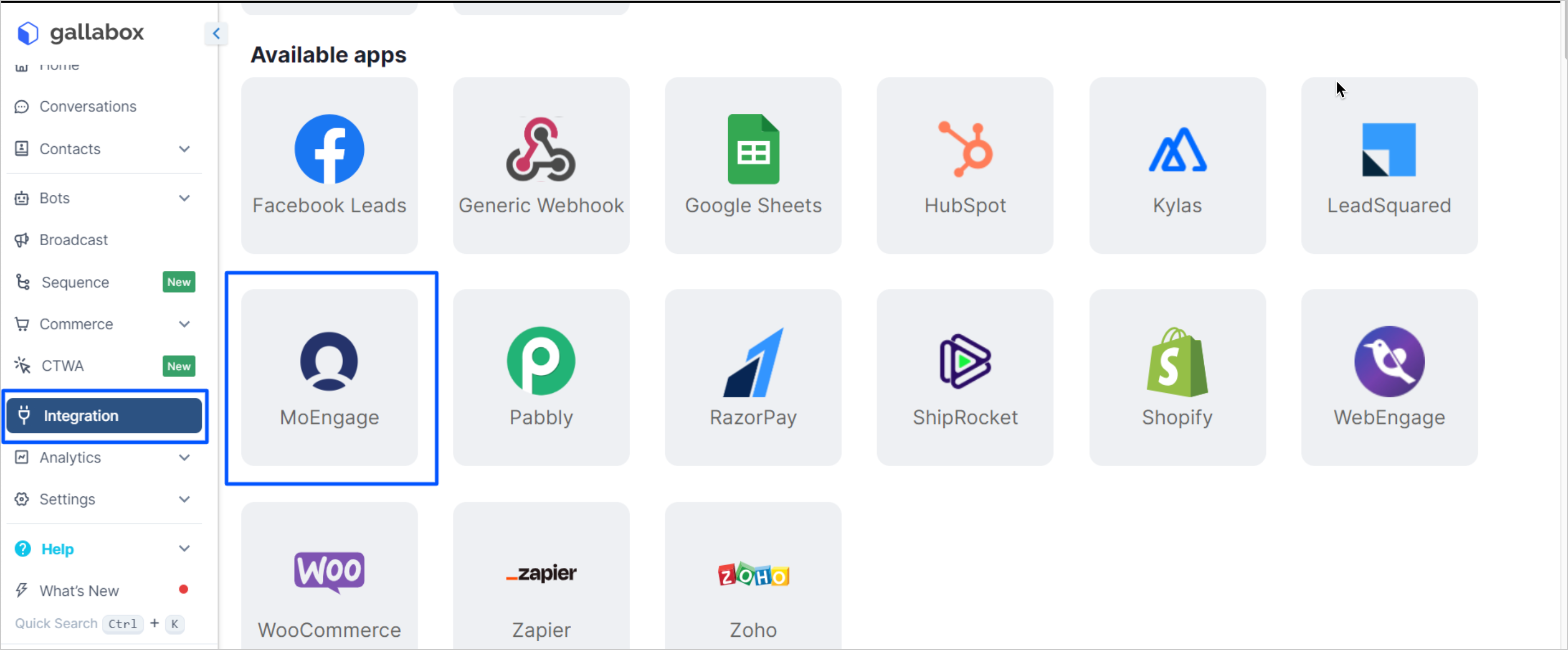 Configure Gallabox – Partner Integrations